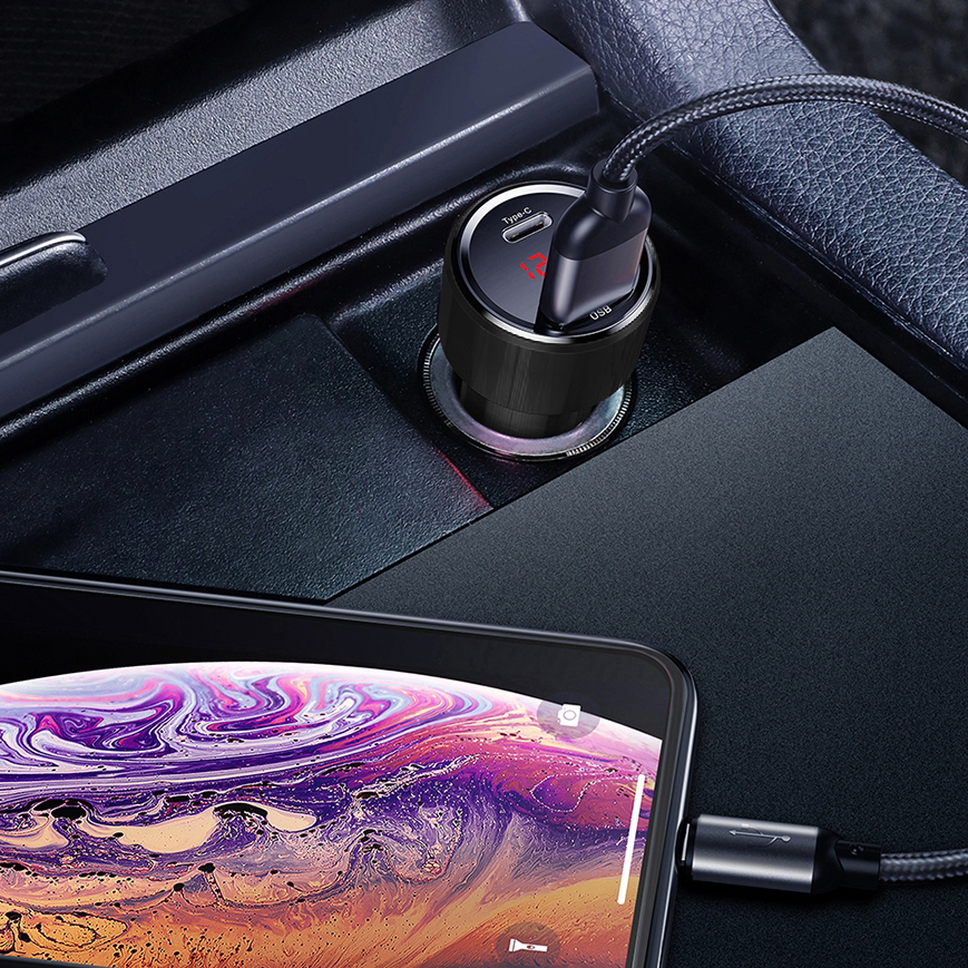 Baseus LED 45W QC4+ USB Type-C Car Charger for Phone / Tablet